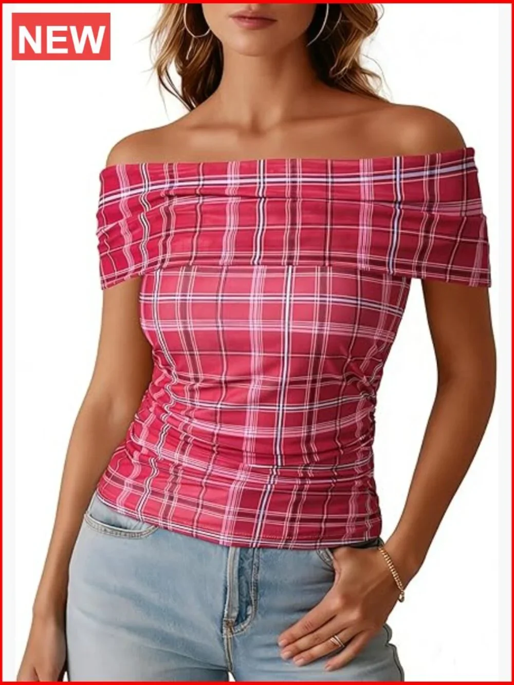Tops | Off Shoulder Mesh Top Ruched Slim Fit Blouse | Poshmark